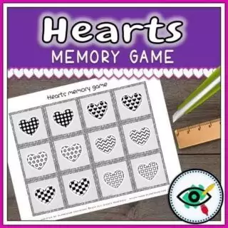 Valentines Day Memory Game - Hearts Black and White | Planerium