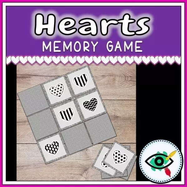 Valentines Day Memory Game - Hearts Black and White | Planerium