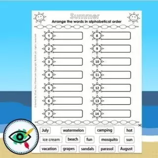 Summer Season - Reading - Arrange Words Alphabetically | Planerium