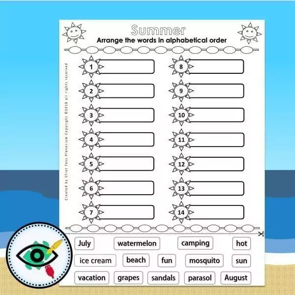 Summer Season - Reading - Arrange Words Alphabetically | Planerium