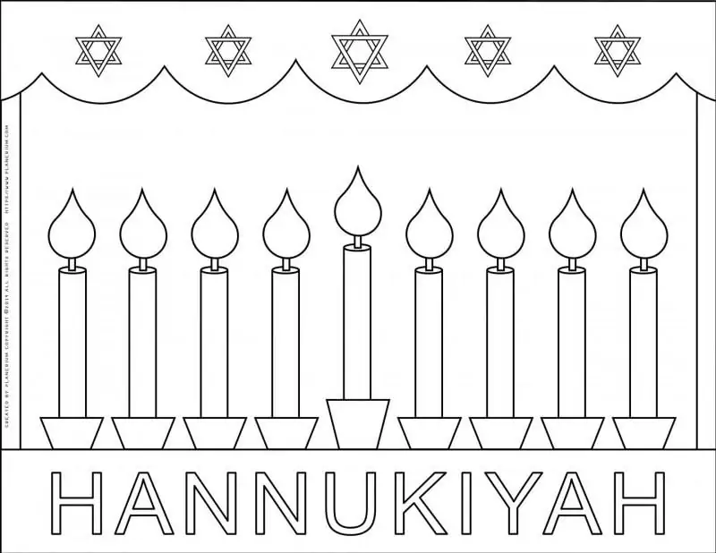 Hanukkah - Coloring pages - Menorah | Planerium