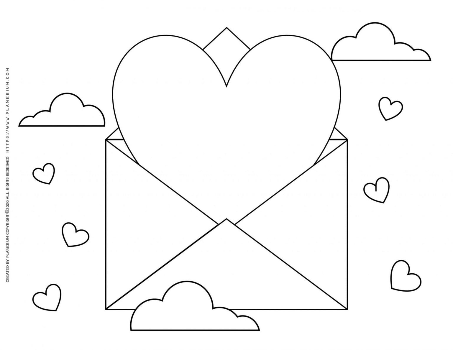 Valentines Day Heart Love Letter Coloring Page Planerium Valentines Day Heart Love Letter Coloring Page Planerium