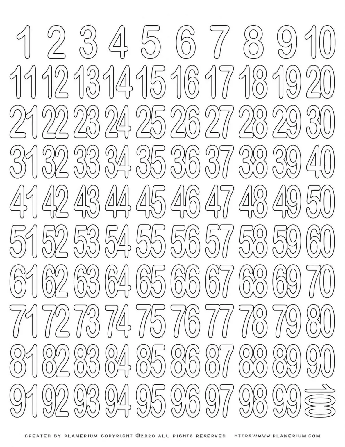 Numbers 1 100 Coloring Pages Rounding Worksheets RREC1 Space Free Math