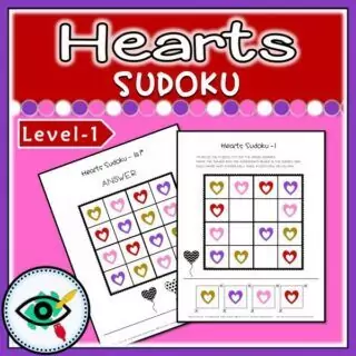 Valentine's Hearts Sudoku - K-2 Printable PDF