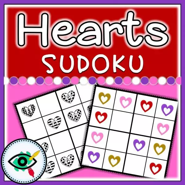 Valentine's Hearts Sudoku - K-2 Printable PDF