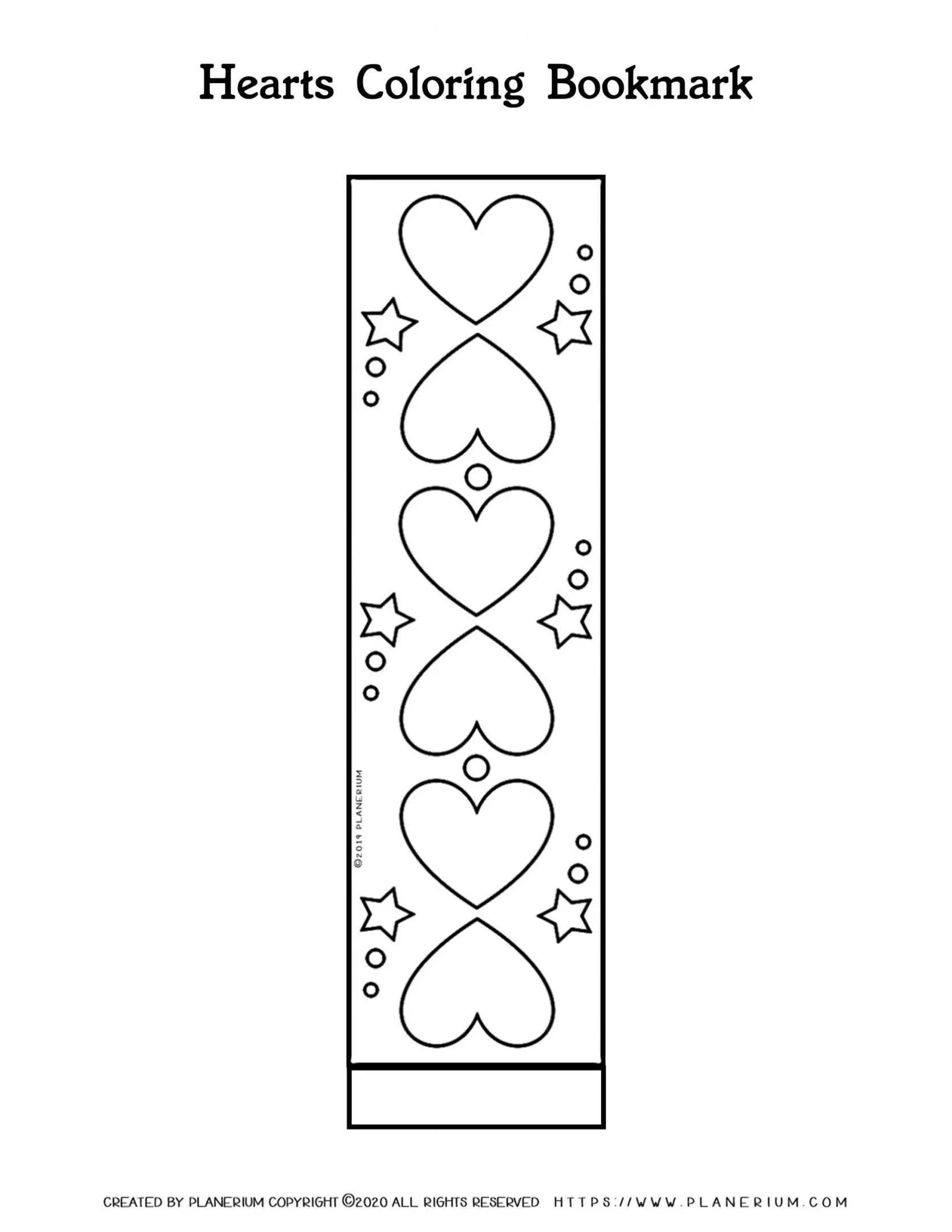 Valentines Day Coloring Page - Hearts Bookmark | Planerium