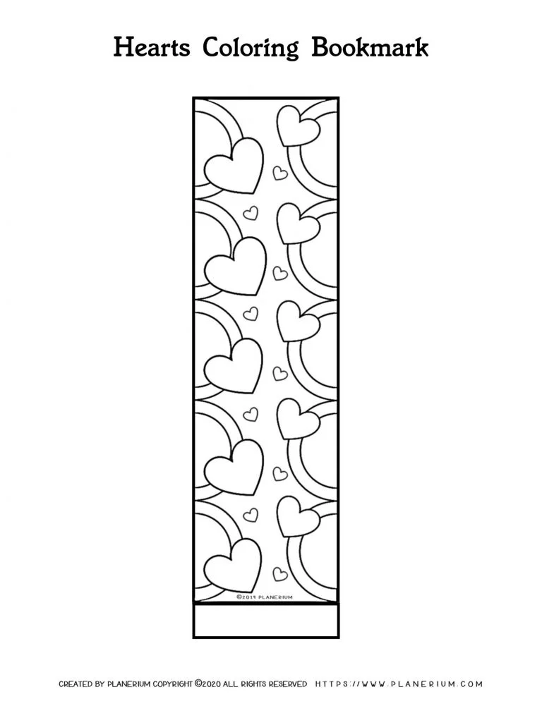 Valentines Day Coloring Page - Bookmark Hearts Rings | Planerium