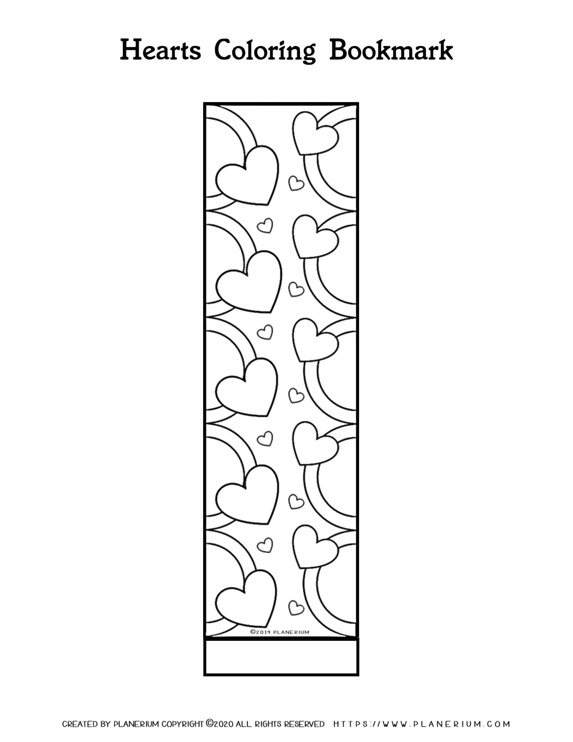 Valentines Day Coloring Page - Bookmark Hearts Rings | Planerium