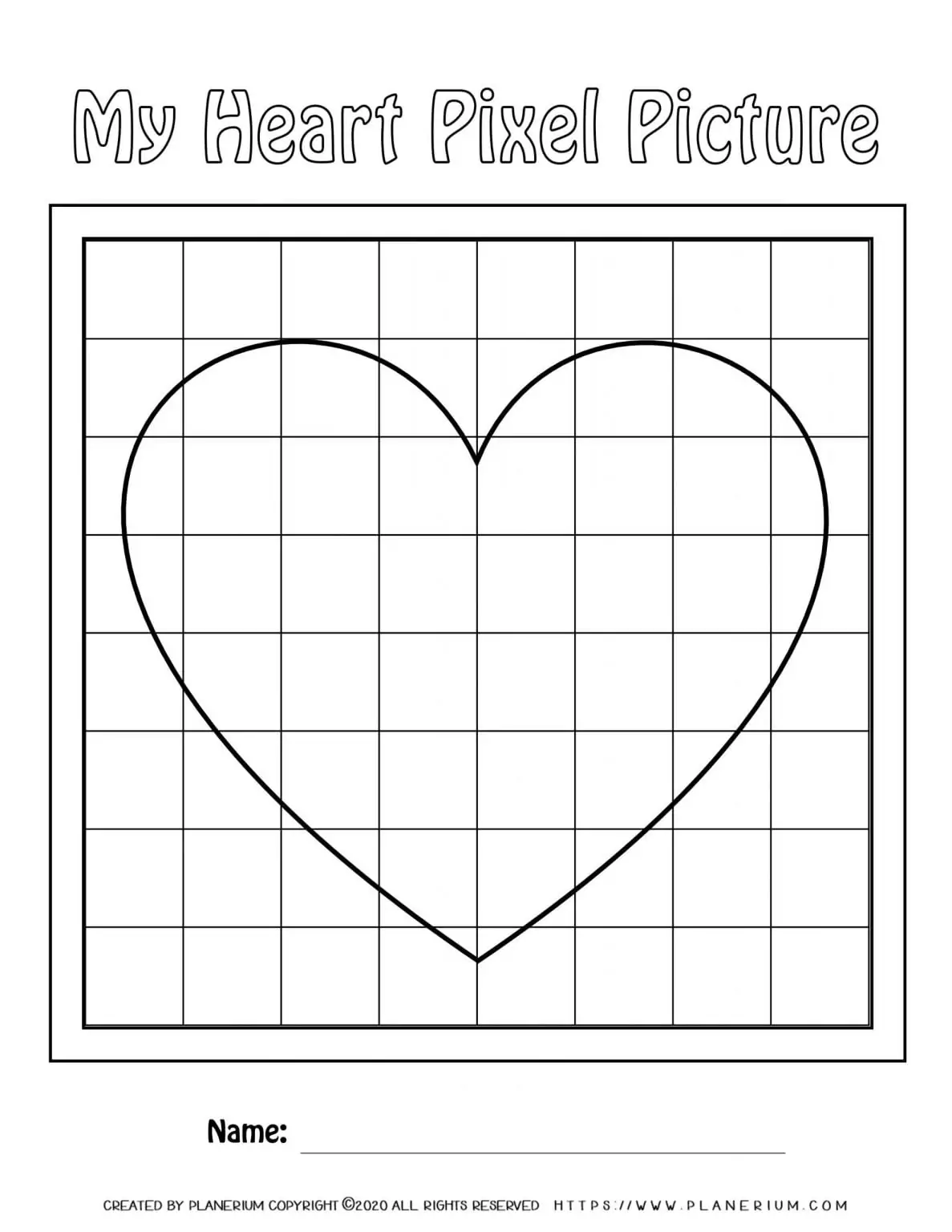 Valentines Day Worksheet - Heart Pixel Picture | Planerium