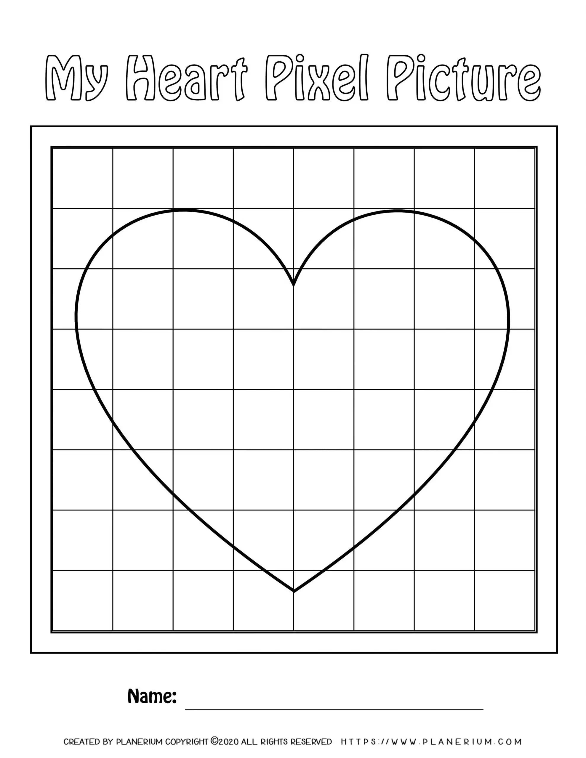 Valentines Day Worksheet - Heart Pixel Picture | Planerium