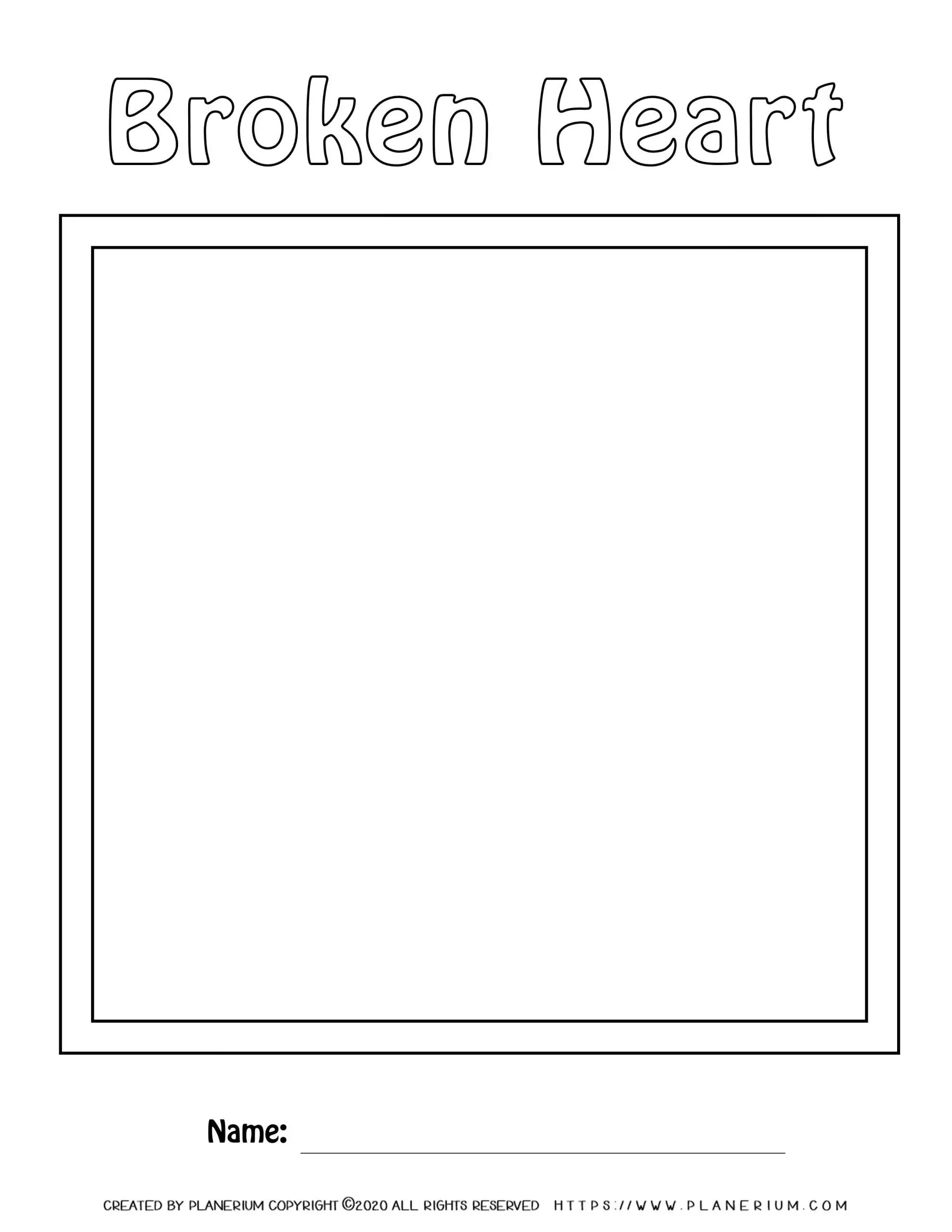 Valentines Day Worksheet - Broken Heart Frame | Planerium