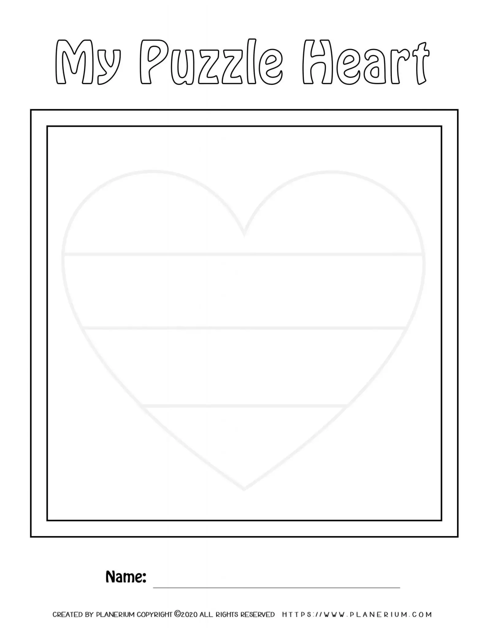 Valentines Day Worksheet - Heart Vertical Puzzle | Planerium