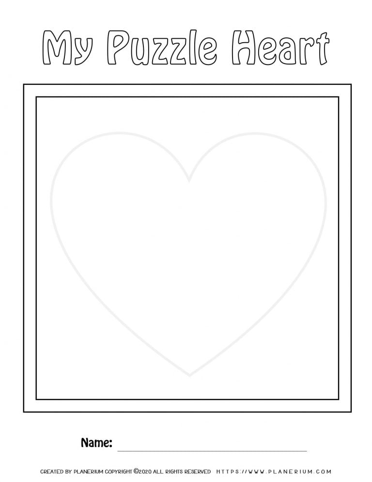 Valentines Day Worksheet - My Heart Puzzle Picture | Planerium