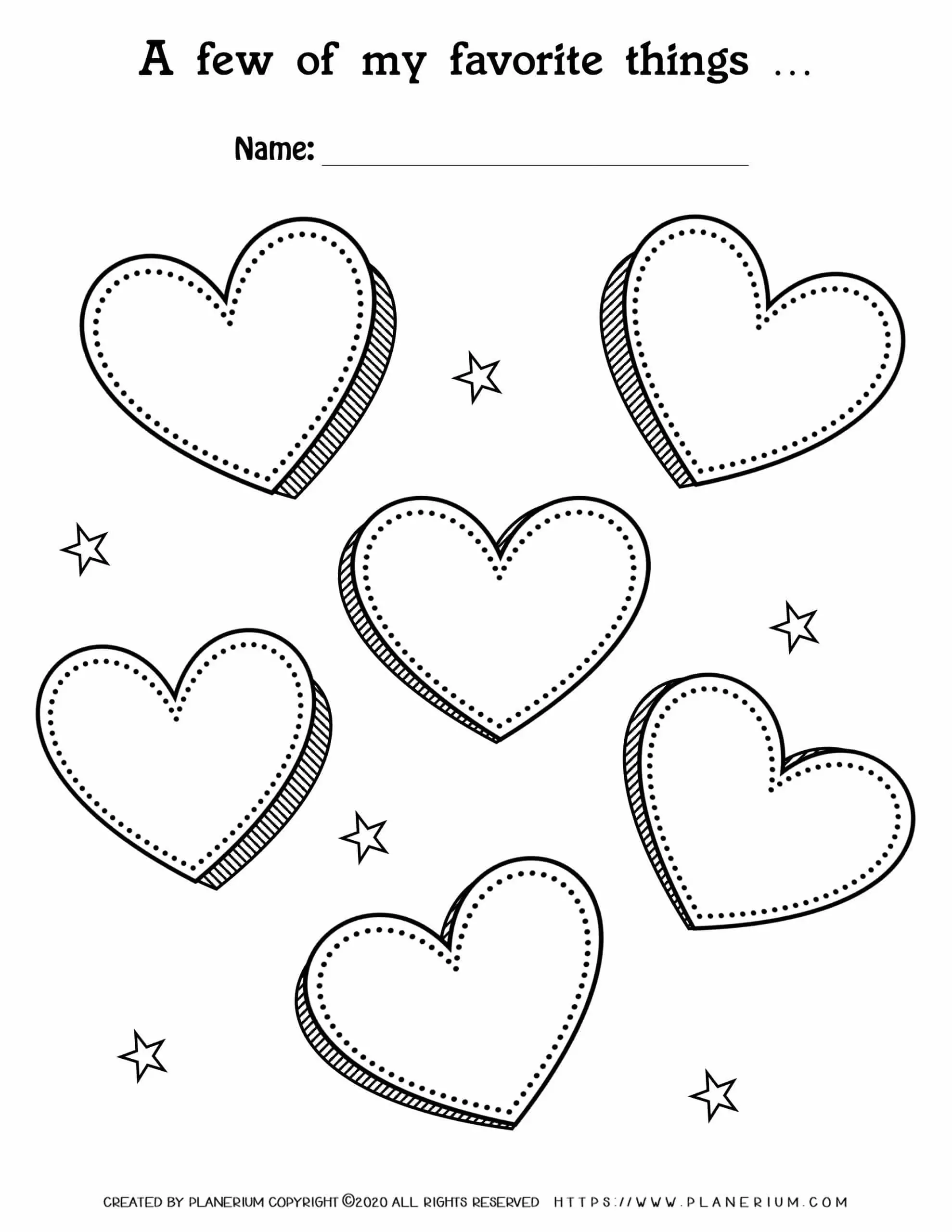 Valentines Day Worksheet - Hearts My Favorites | Planerium
