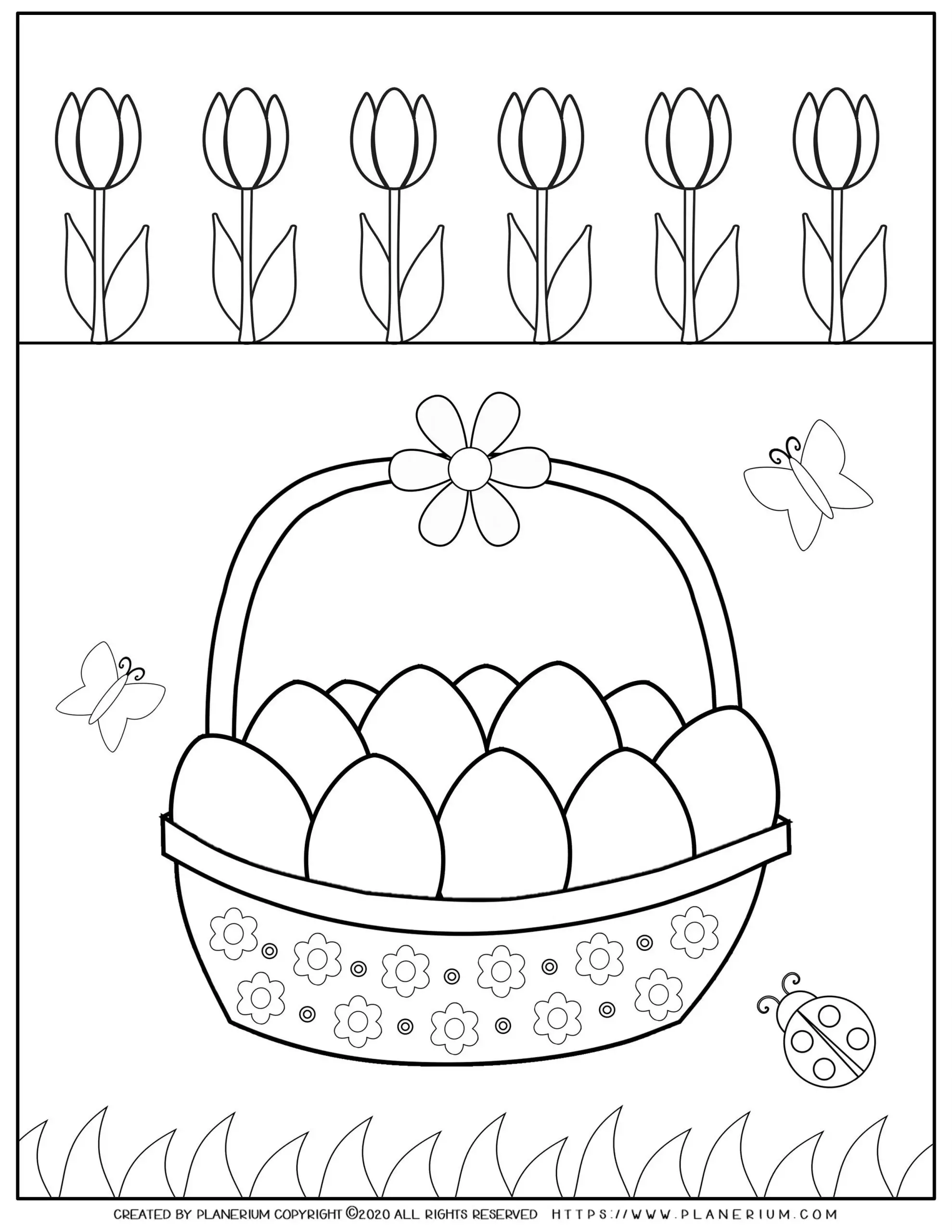 Free Easter Basket Coloring Page for Elementary Kids