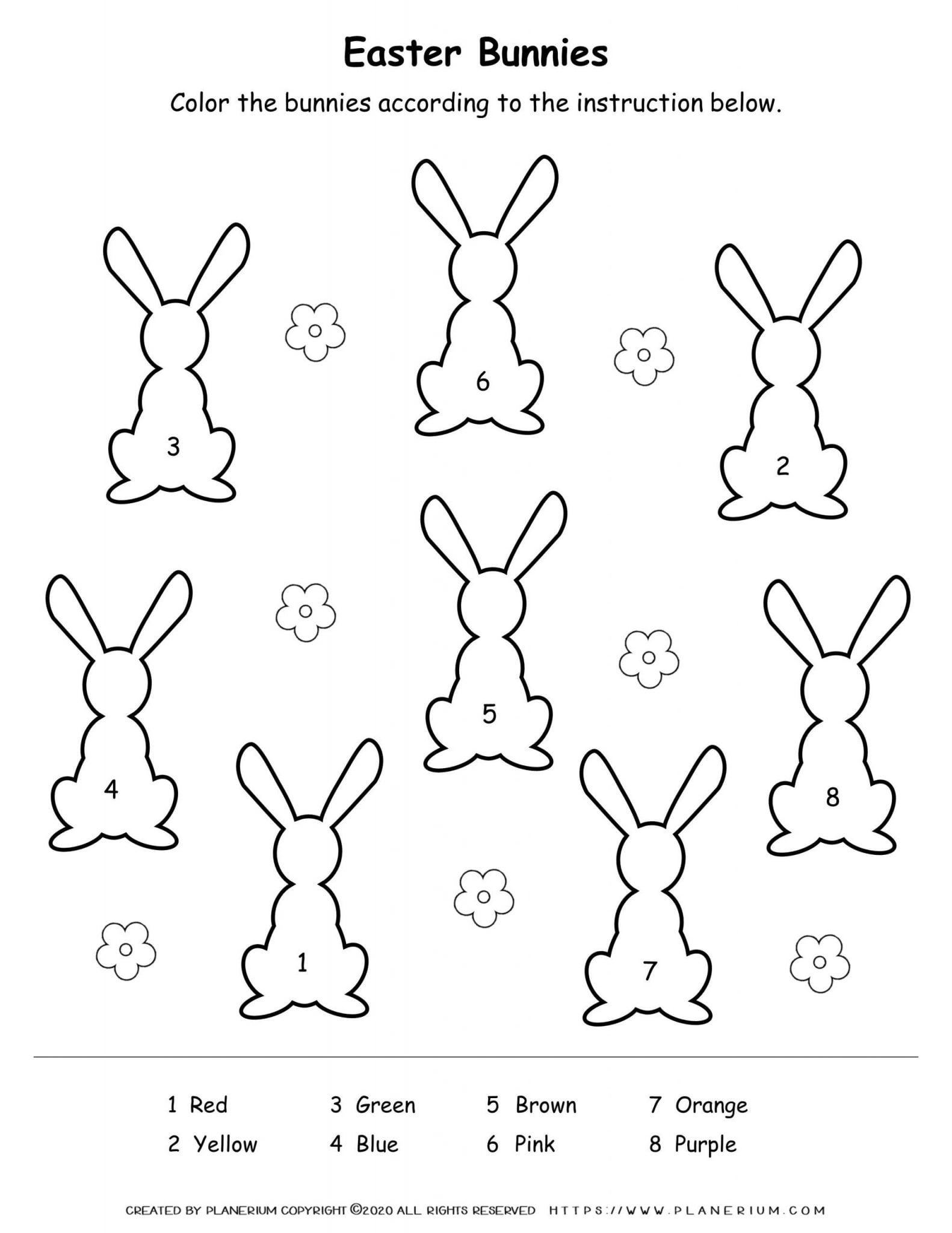 Easter - Worksheet - Bunny with Numbers | Planerium