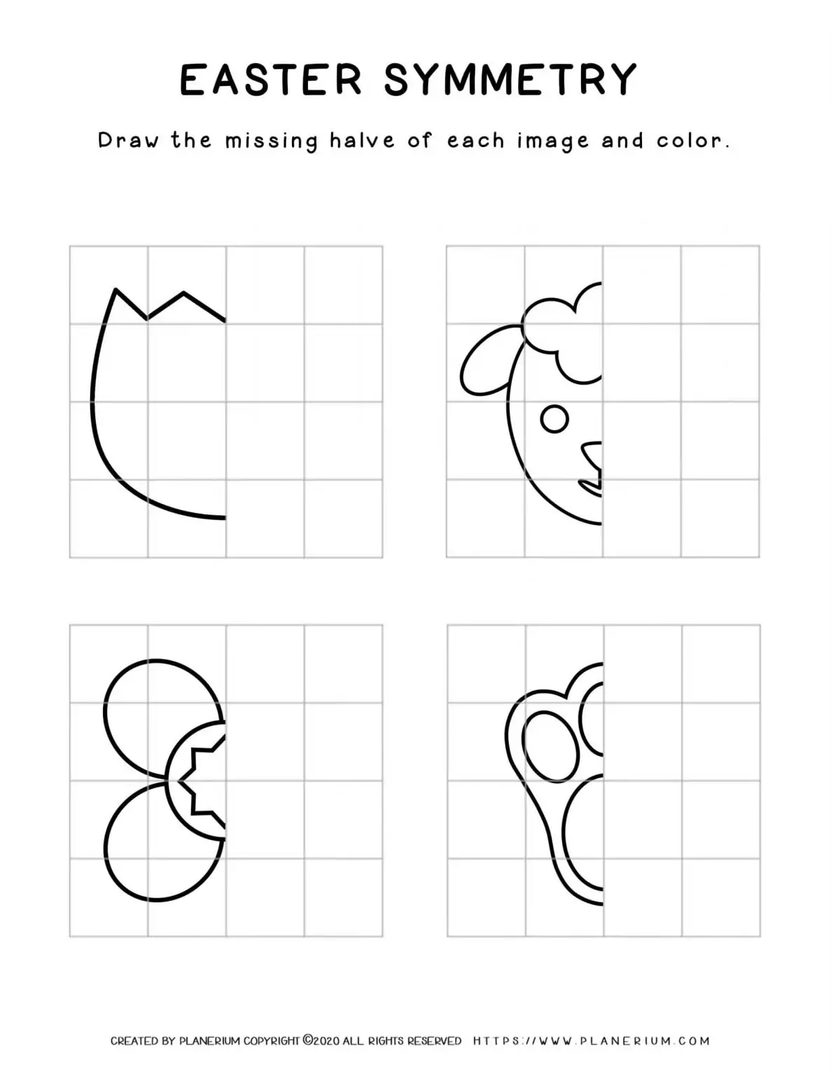 Easter Symmetry Drawing Fun for Grades 2-3