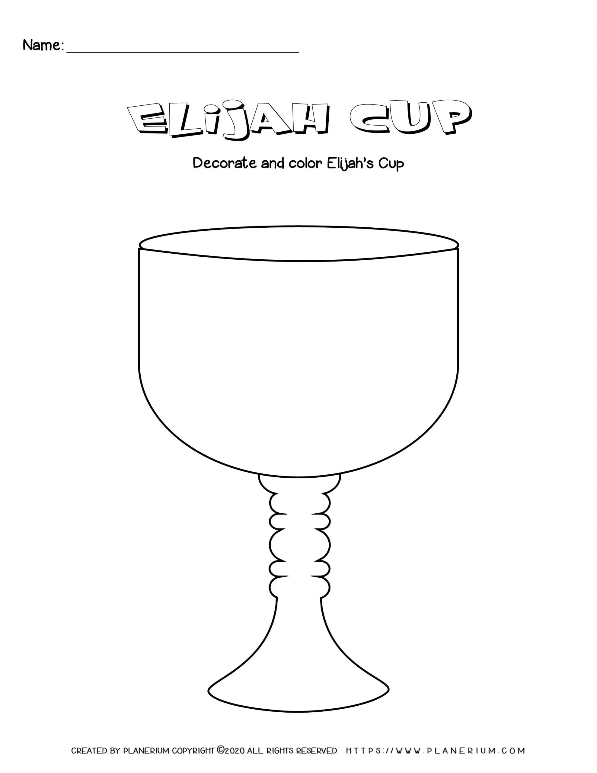 Passover - Worksheet - Elijah Cup Template | Planerium