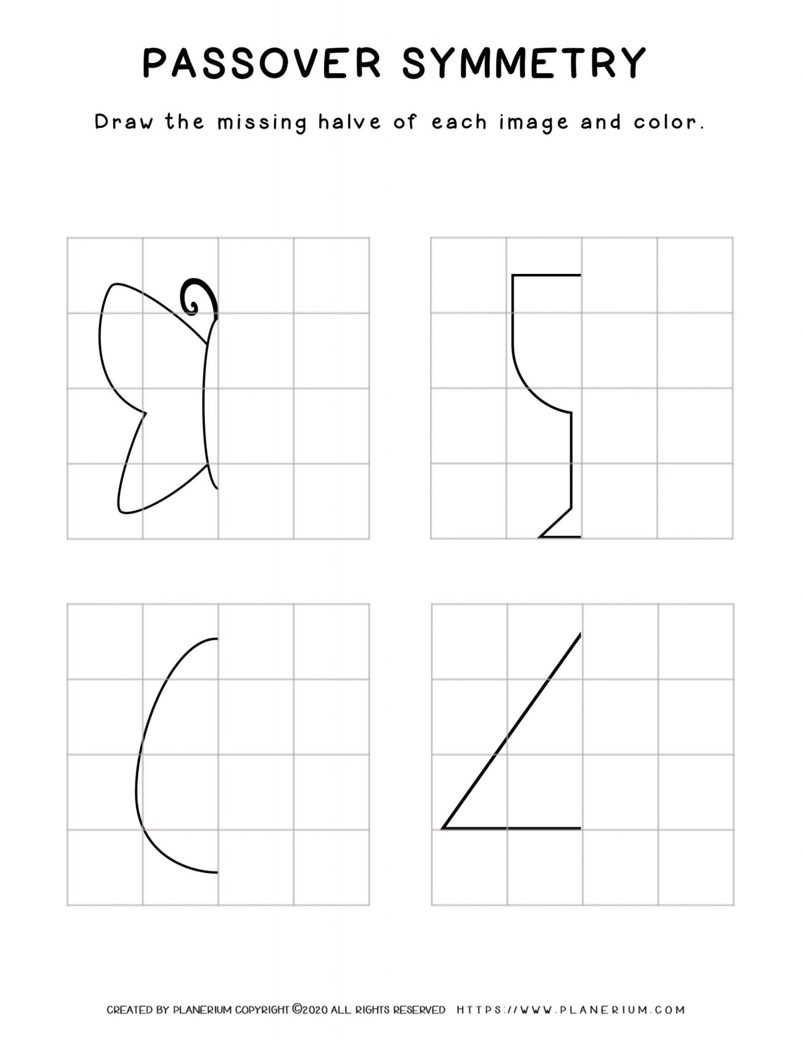 Passover - Worksheet - Symmetry Completion Puzzle | Planerium
