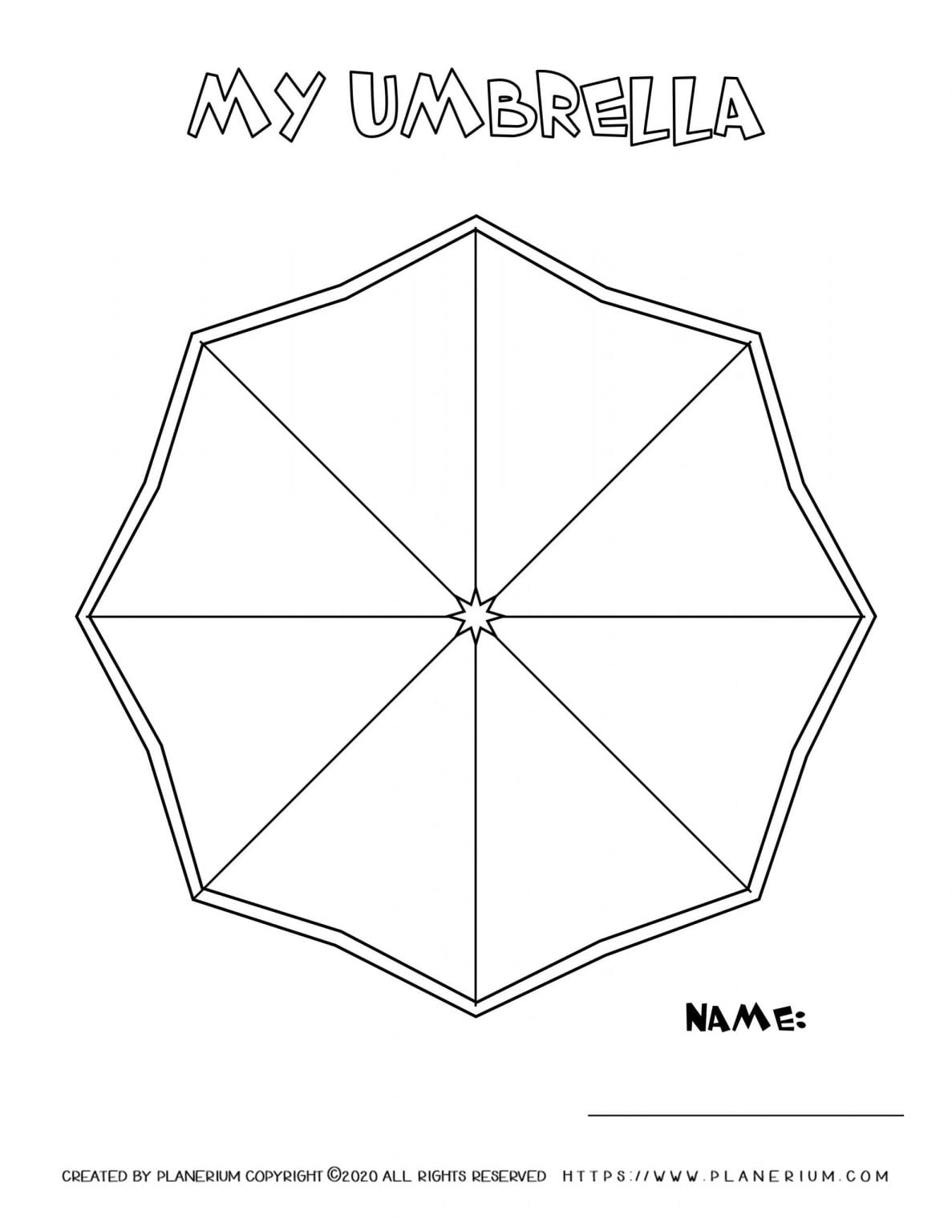 Spring - Coloring page - Decagon-Shaped Umbrella | Planerium