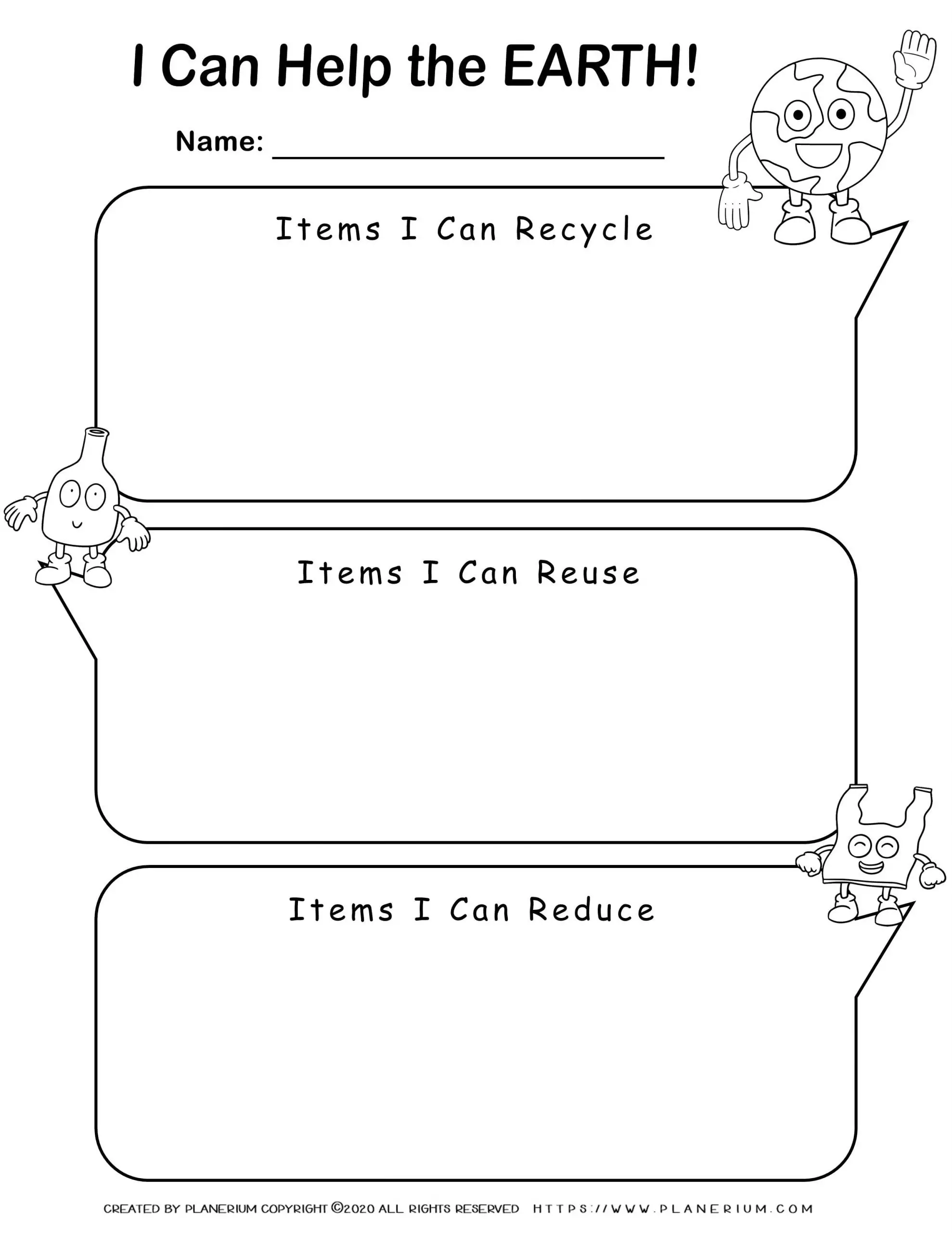 Earth Day - Worksheet - I can help planet Earth | Planerium
