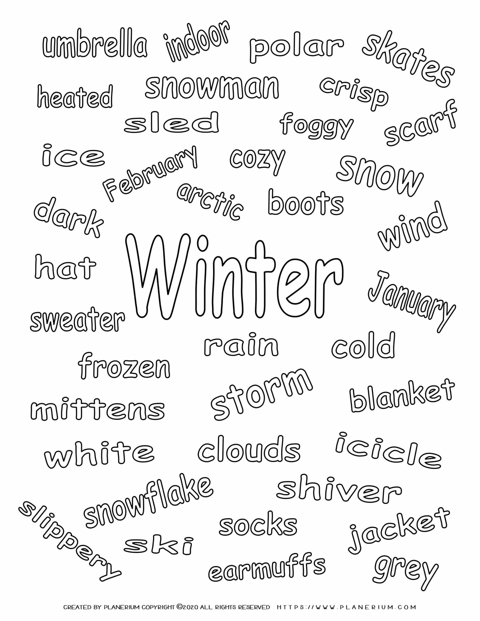 Winter Coloring Pages Winter Related Words Planerium Winter Coloring Pages Winter Related Words Planerium