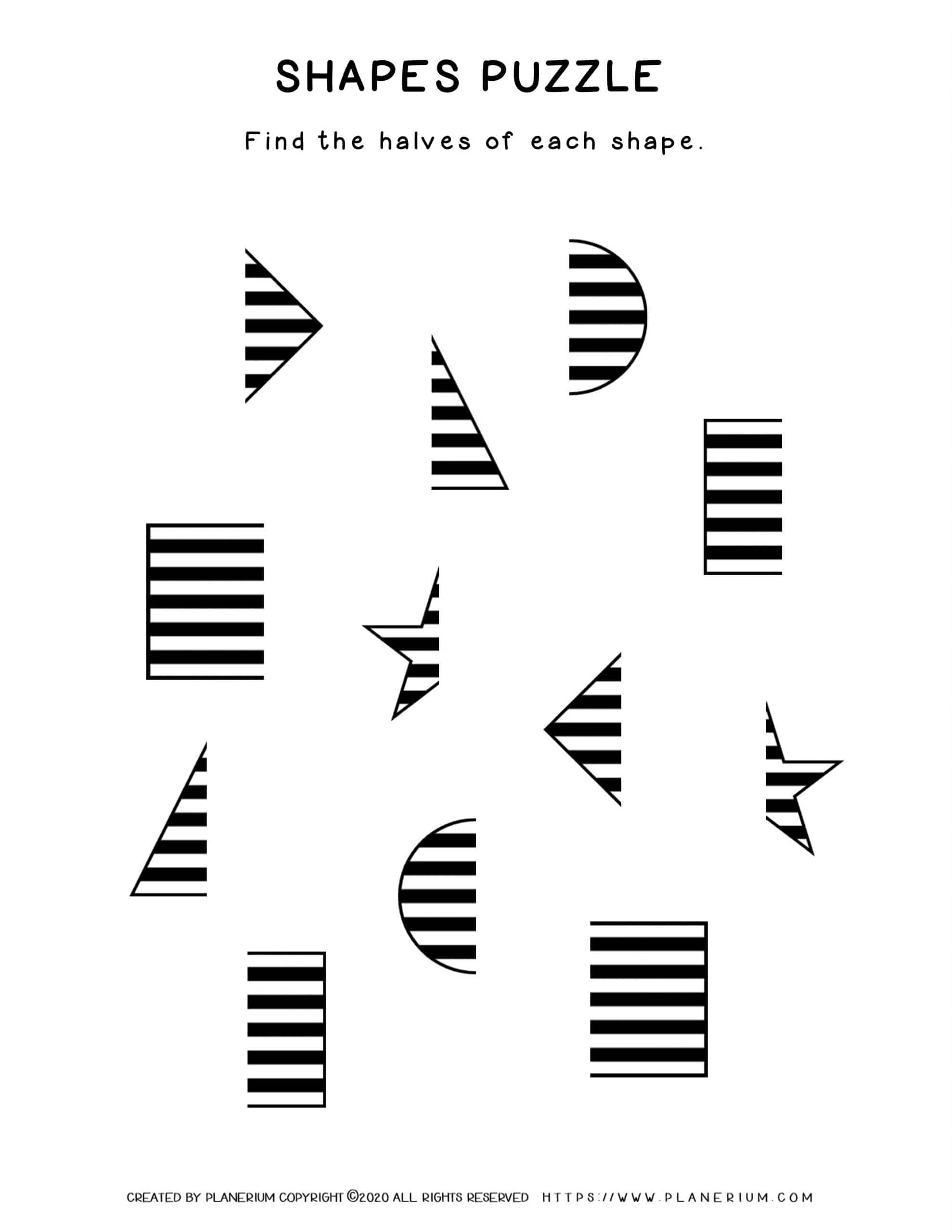All Seasons - Worksheet - Basic Shapes Puzzle | Planerium