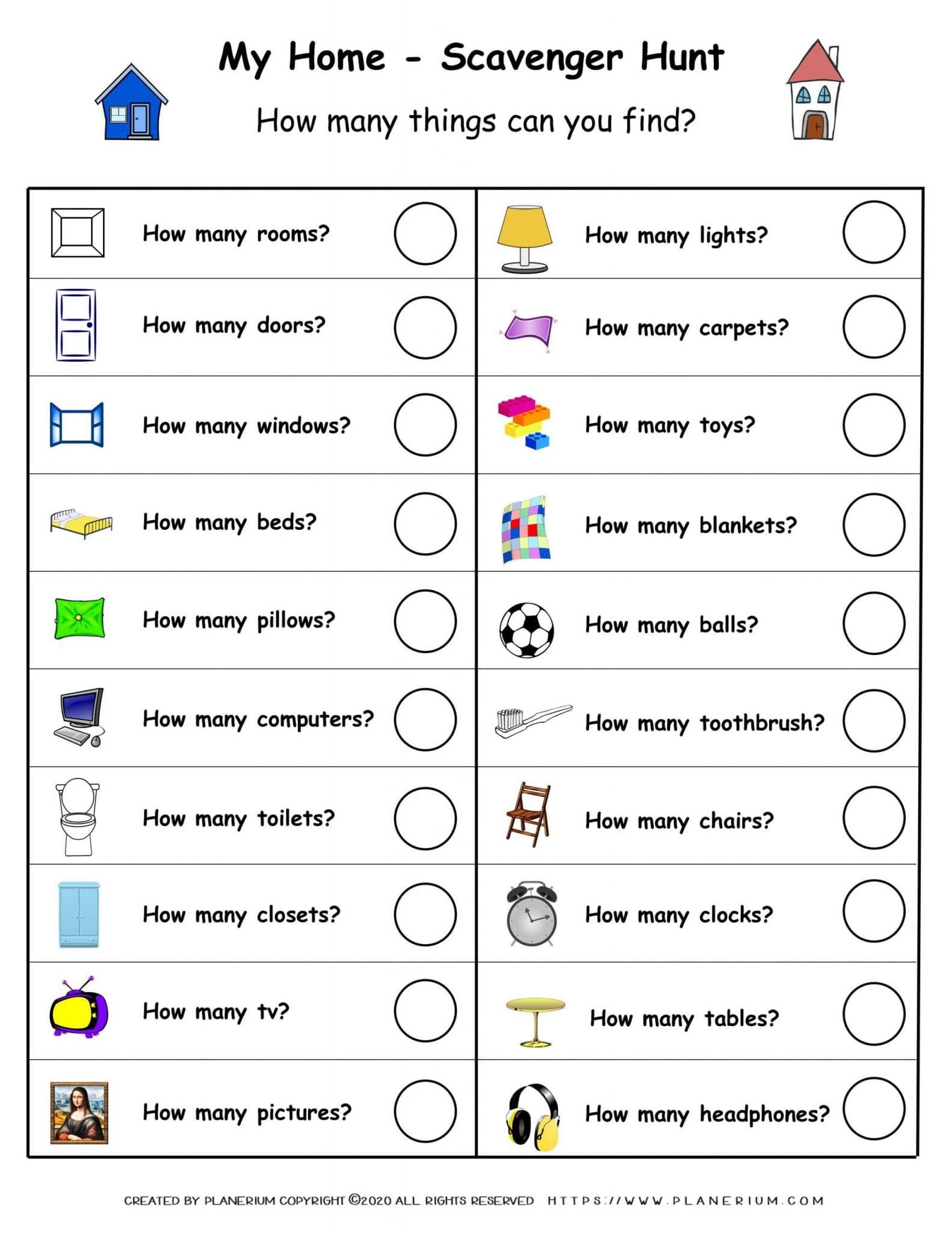 My Home - Worksheet - Scavenger Hunt | Planerium