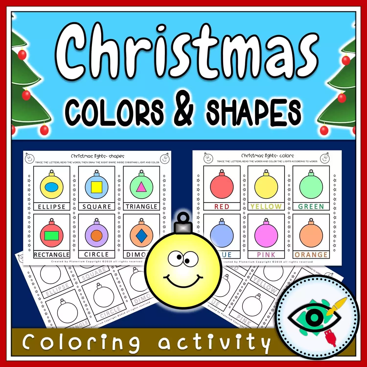 Christmas Coloring Activity - Shapes and Lights | Planerium