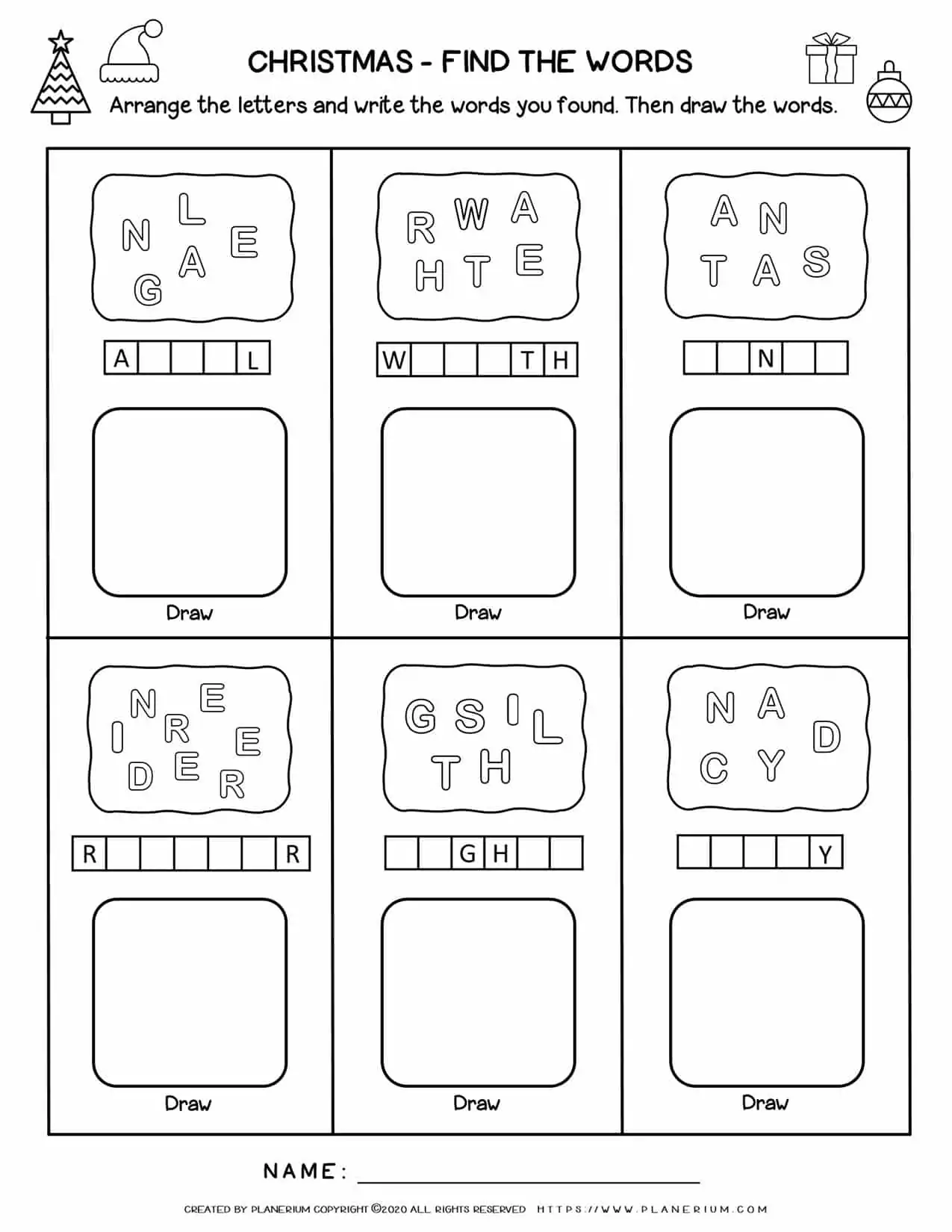 Christmas Word Scramble | Free Worksheet | Planerium