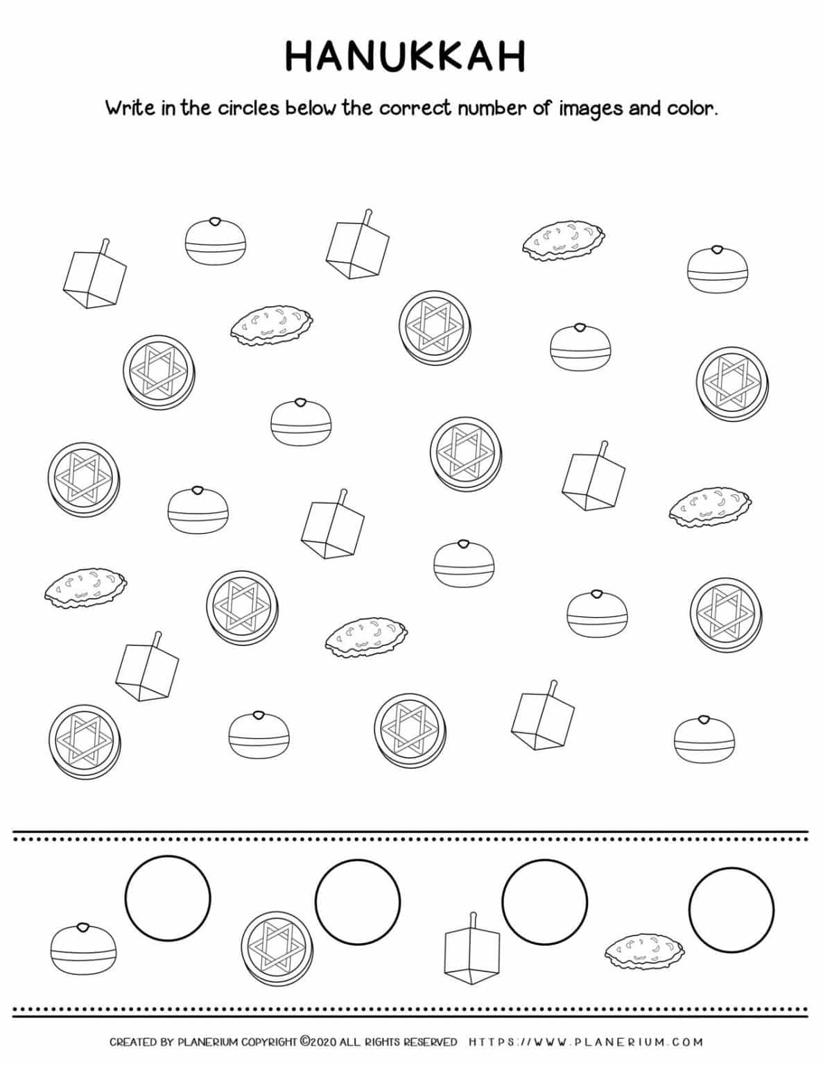 Hanukkah Coloring Page - Related Words - FREE Printable | Planerium