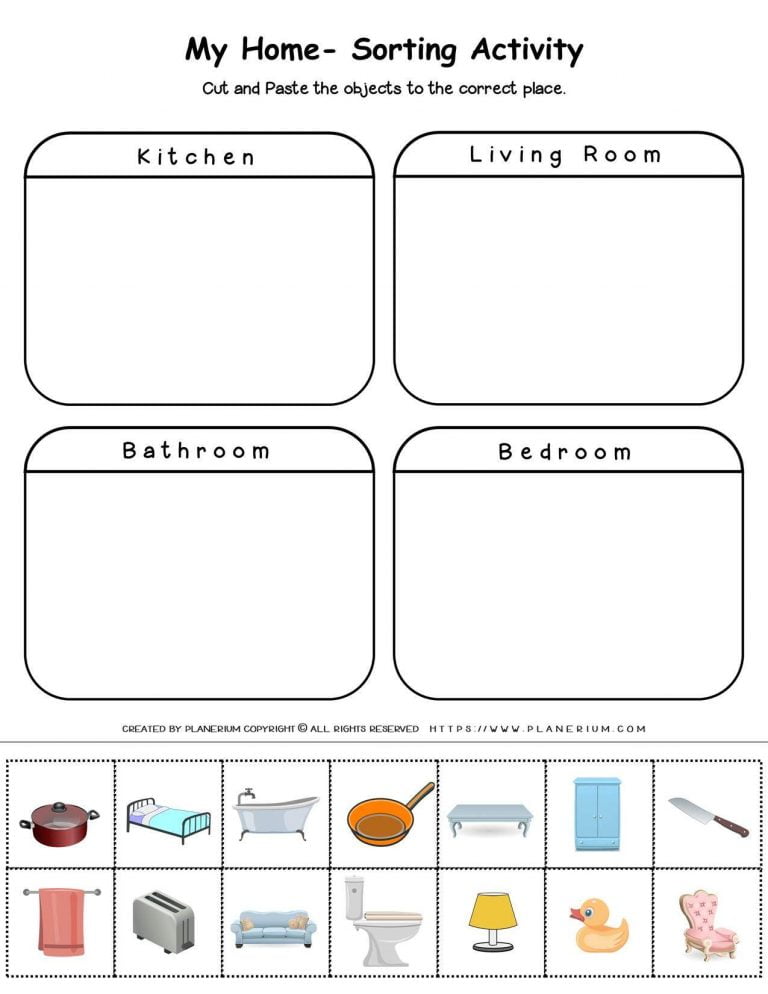 My Home Free Worksheet - Sorting Home Items | Planerium