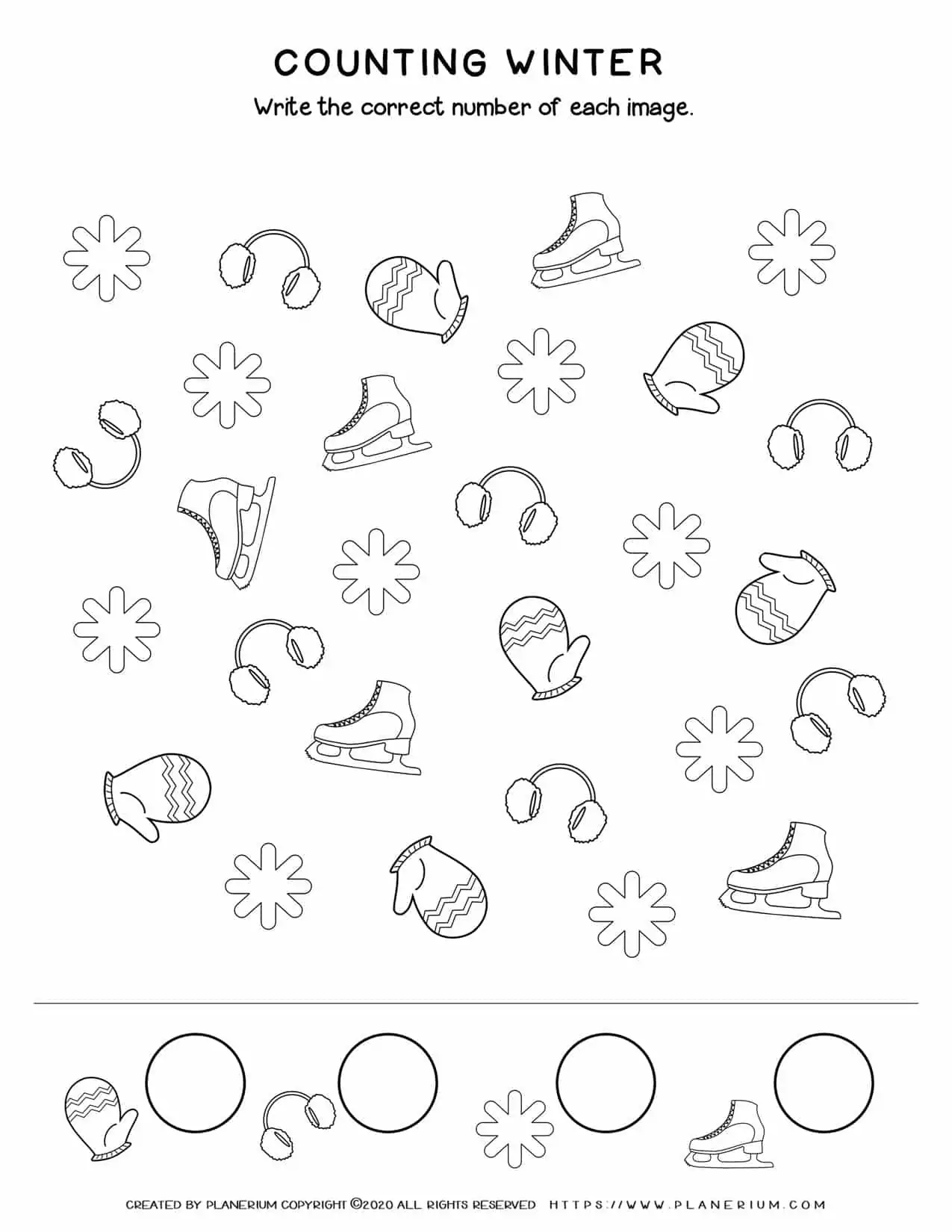 Winter Worksheet - Counting Objects - Free Printable | Planerium