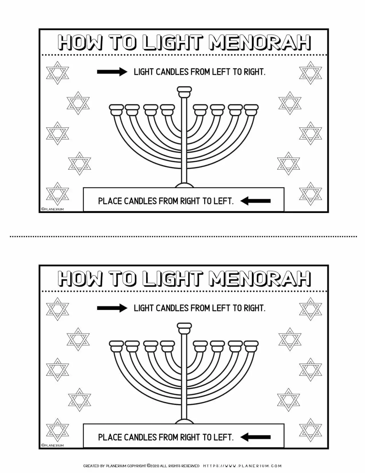 How to Light The Menorah - Free Hanukkah Coloring Page | Planerium