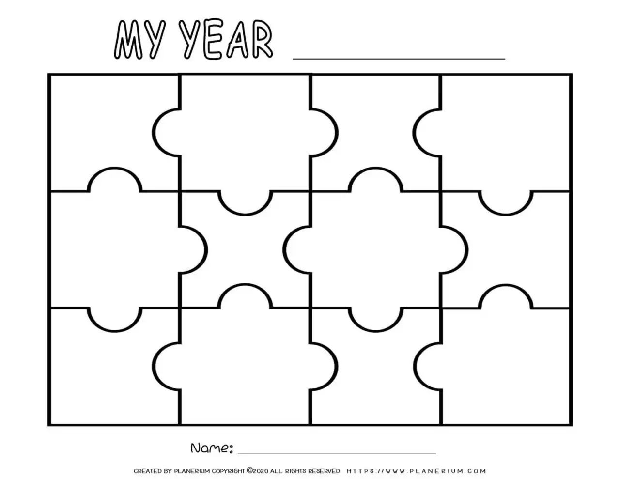 Self Reflection - Twelve Pieces Puzzle Template | Planerium