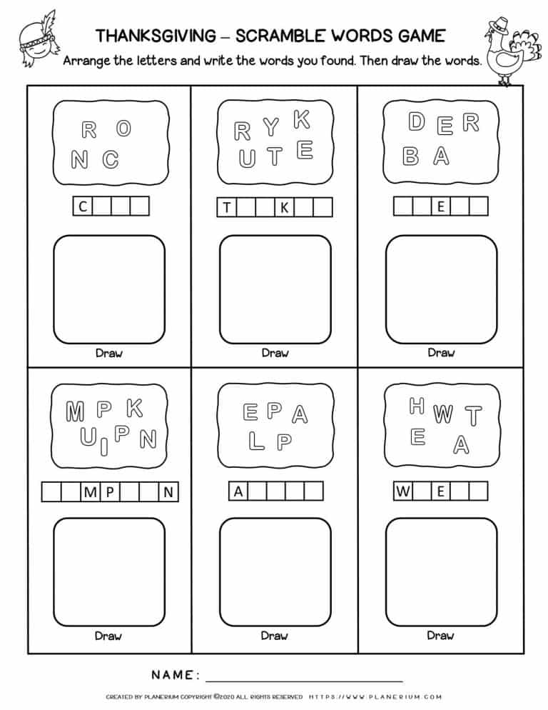 Free Word Scramble Game - Thanksgiving: Fun Printable Activity for ...
