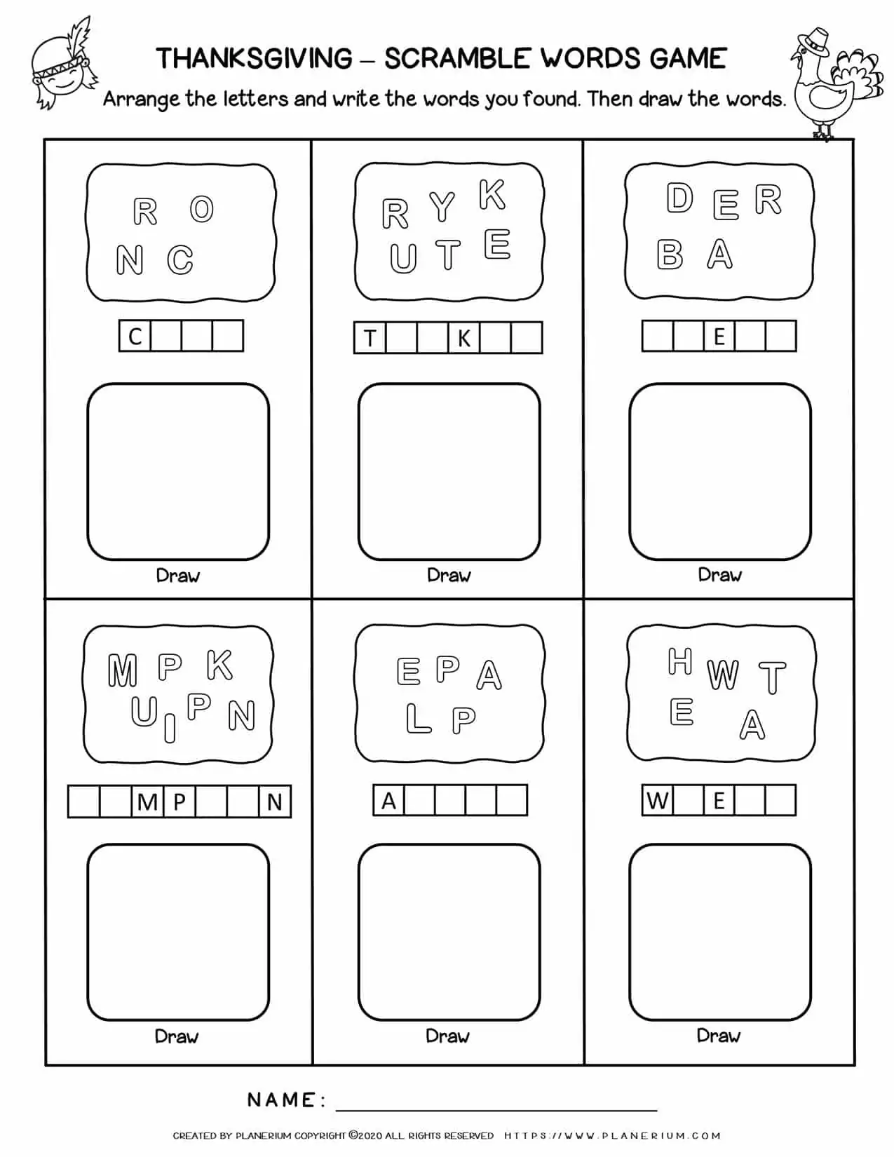 Free Word Scramble Game - Thanksgiving: Fun Printable Activity for ...