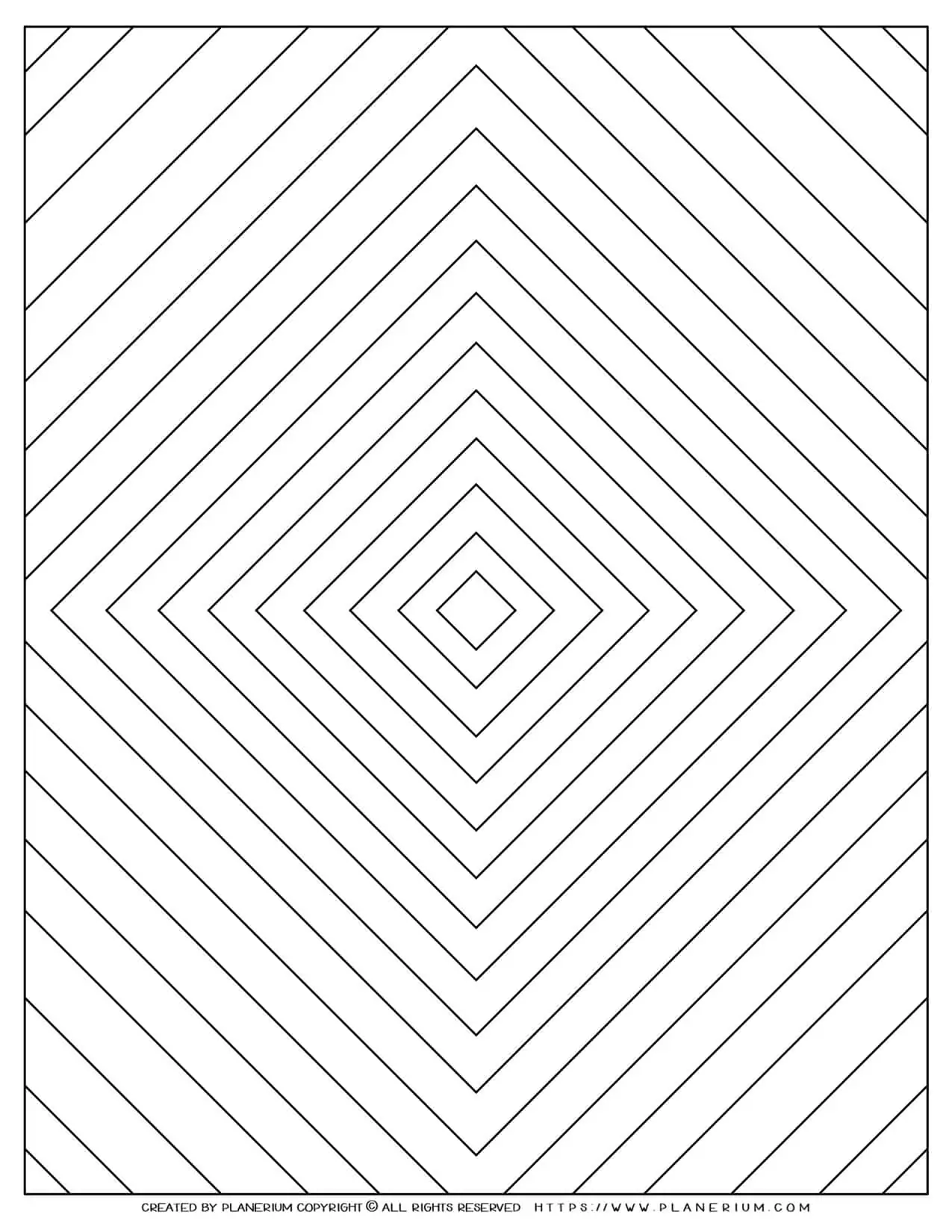 Adult Coloring Pages | Nested Diamonds | Free | Planerium
