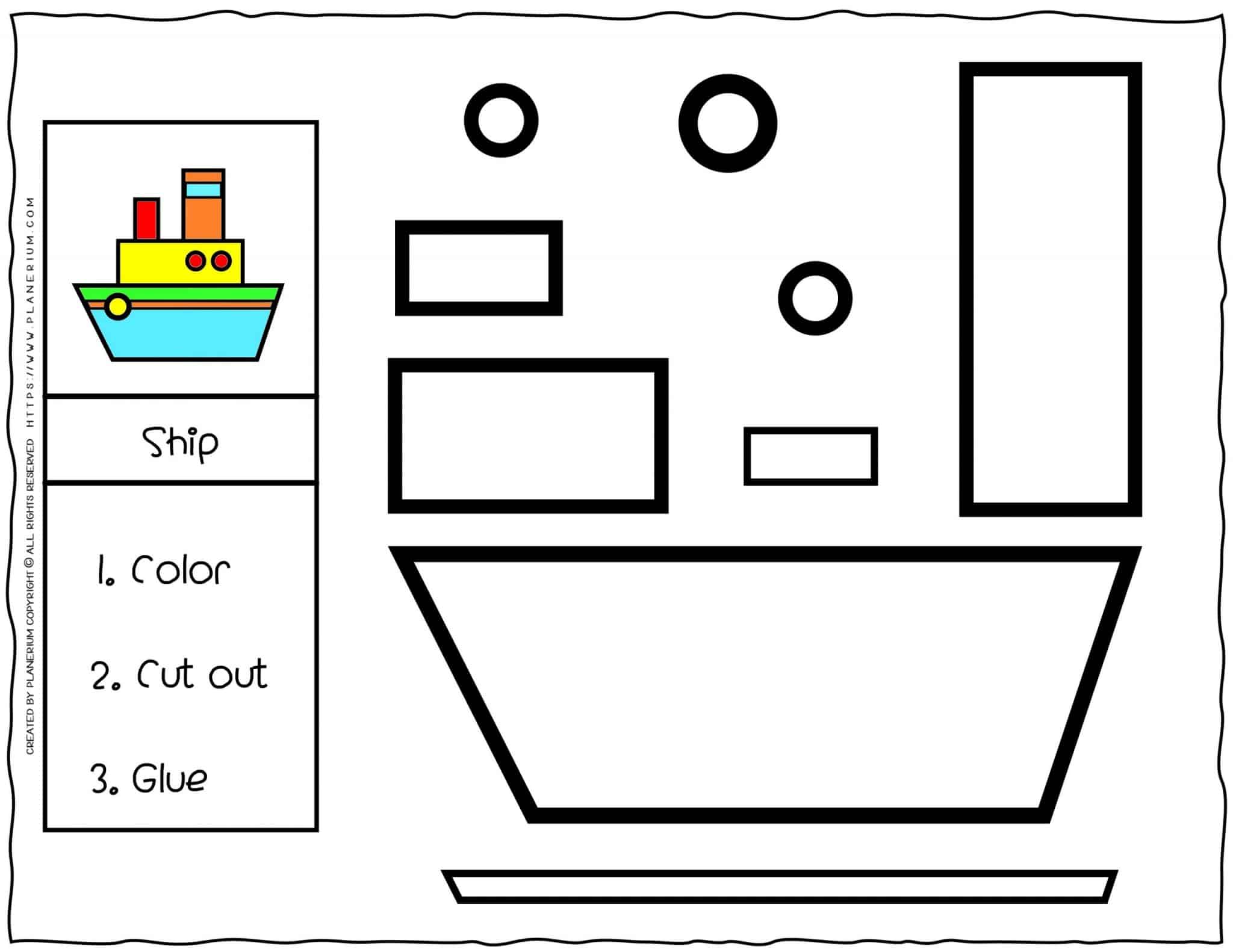 Cut and Glue Worksheet - Ship | Planerium Cut and Glue Worksheet - Ship | Planerium