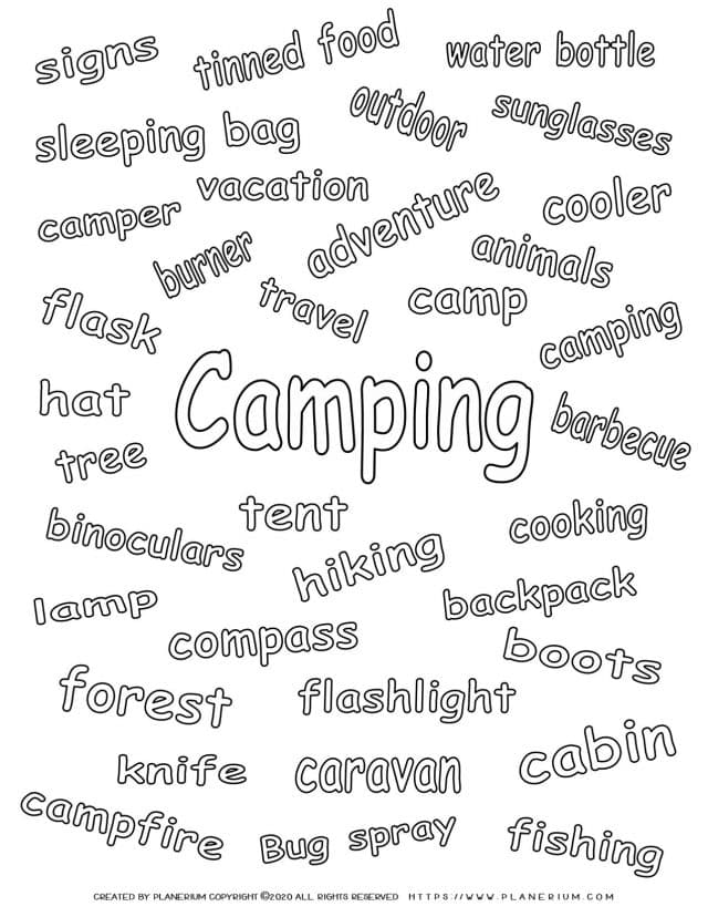 Camping Word Search | Planerium