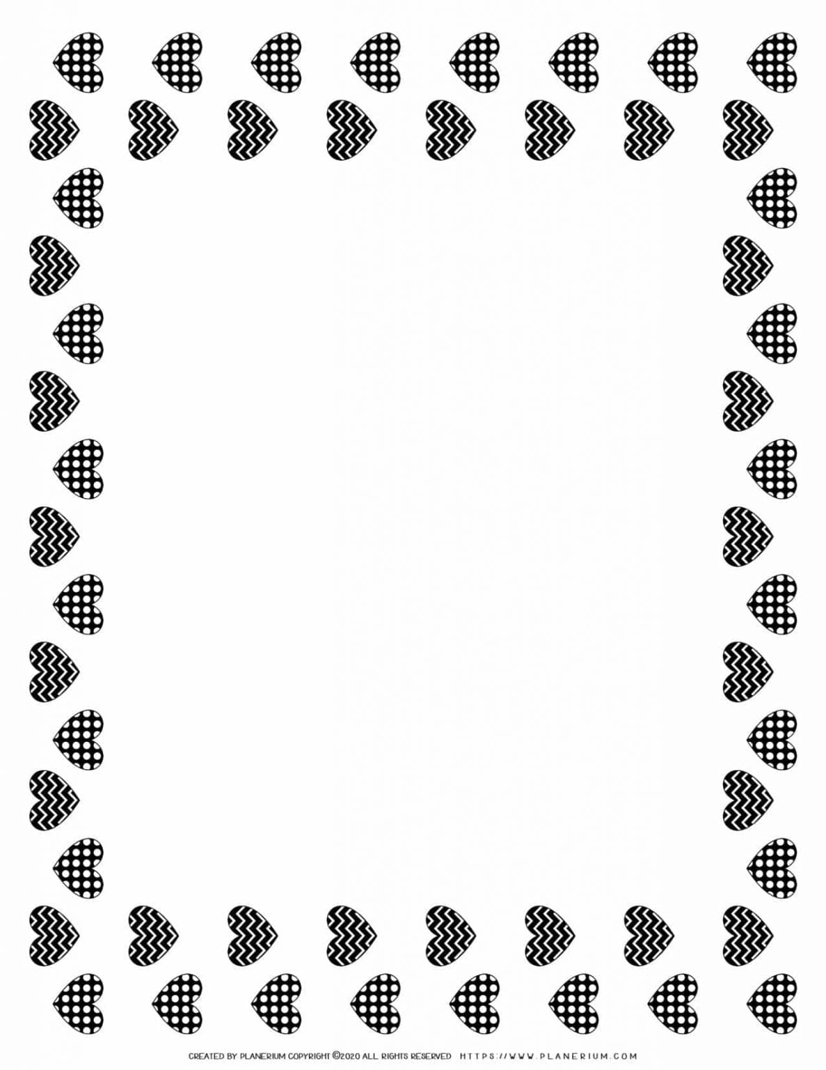 Page Border - Hearts with Patterns | Planerium