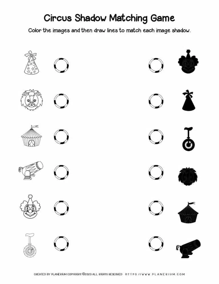 Camping Worksheet - Shadow matching | Planerium