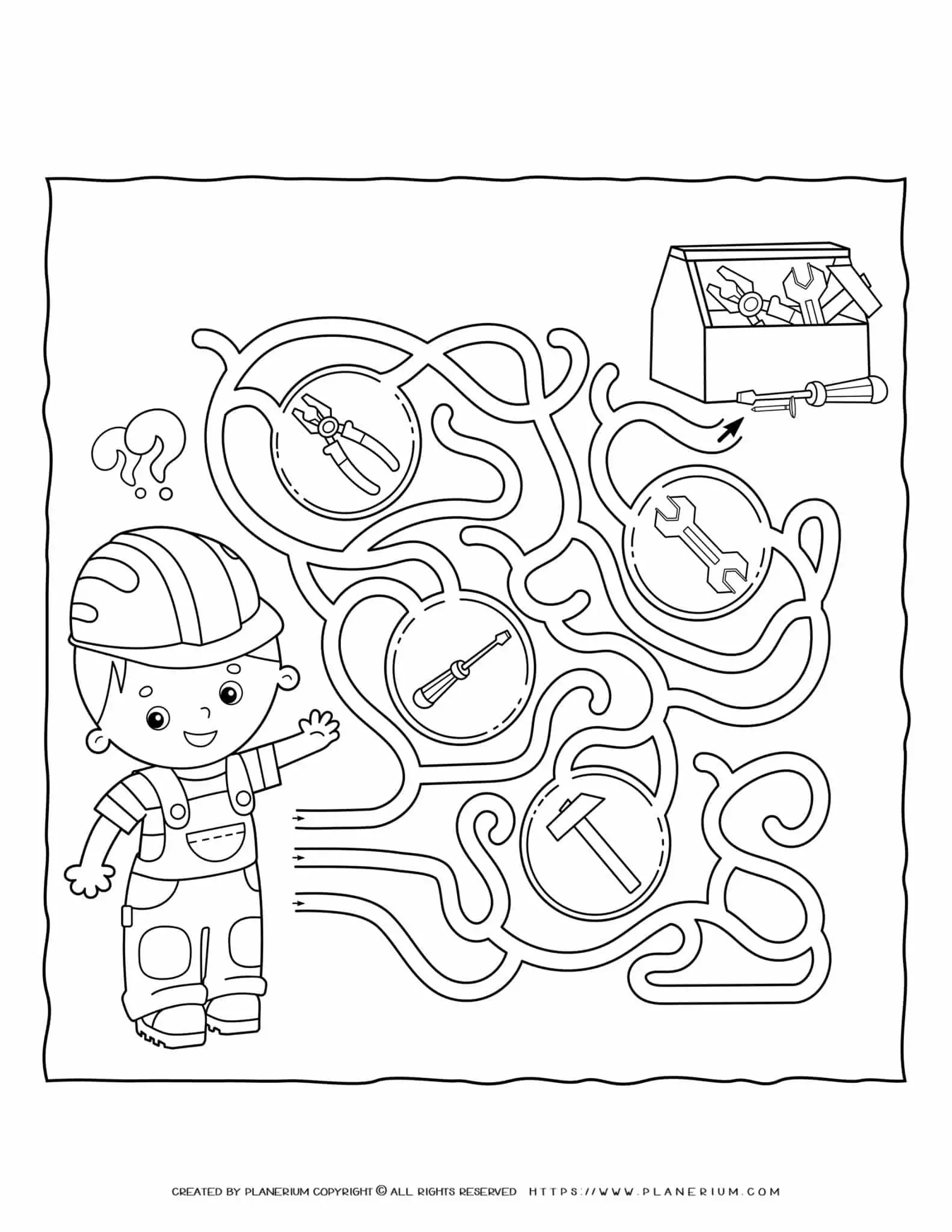 Free Printable Builder Maze for Kids - Handyman Fun!