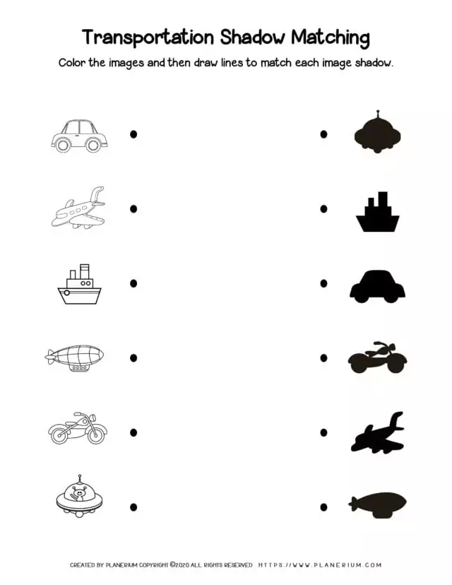 Preschool Transportation Worksheets Land Vehicles | Worksheet