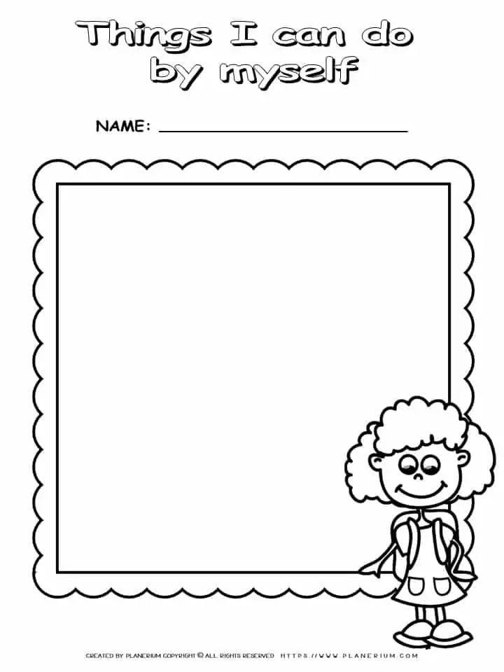 Back To School Worksheet - Things I Can Do - Girl | Planerium
