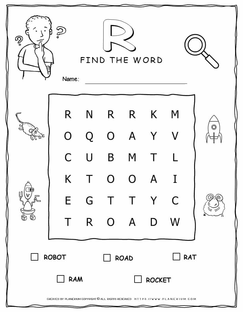 Word Search Words That Start With R Five Words Planerium