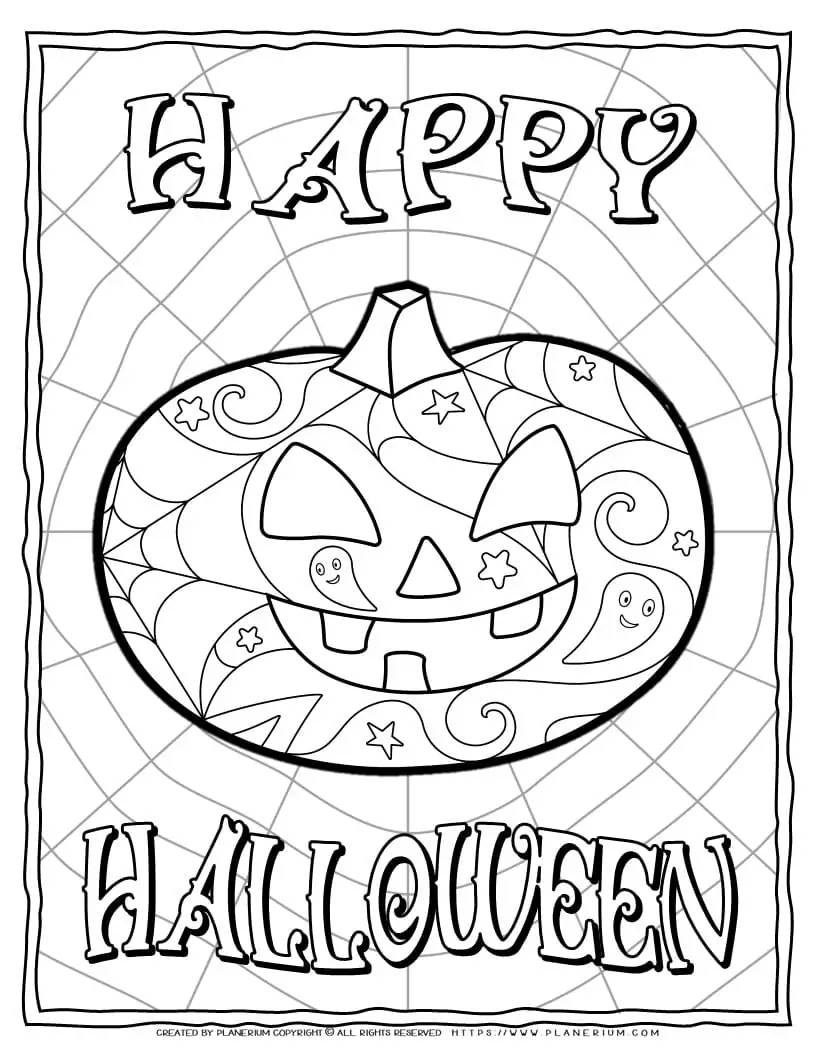 Happy Halloween Coloring Page - Jack-O-Lantern | Planerium