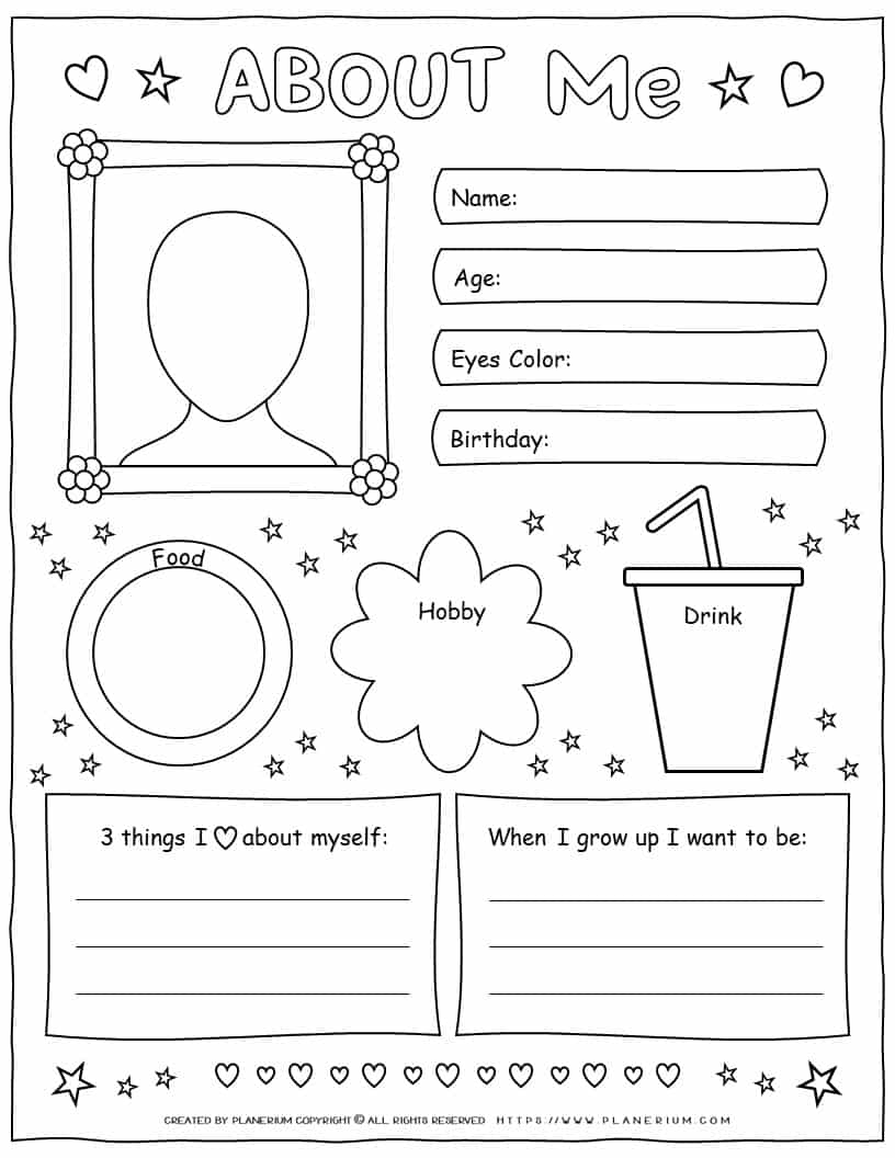 All About Me Worksheet Planerium All About Me Worksheet Planerium