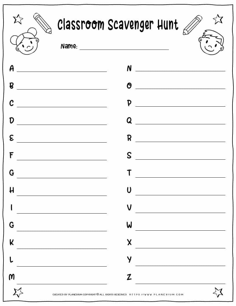 Classroom Scavenger Hunt Planerium Classroom Scavenger Hunt Planerium