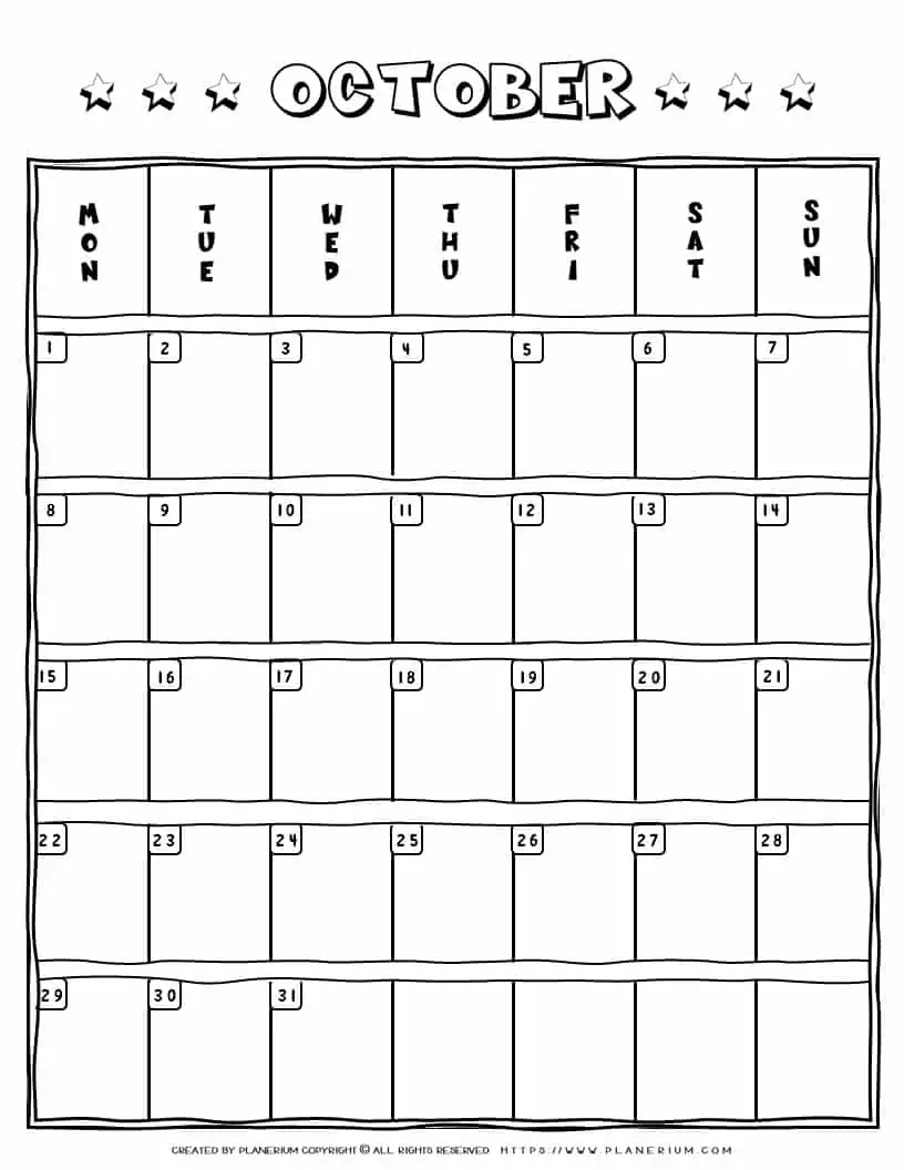 October Calendar | Planerium